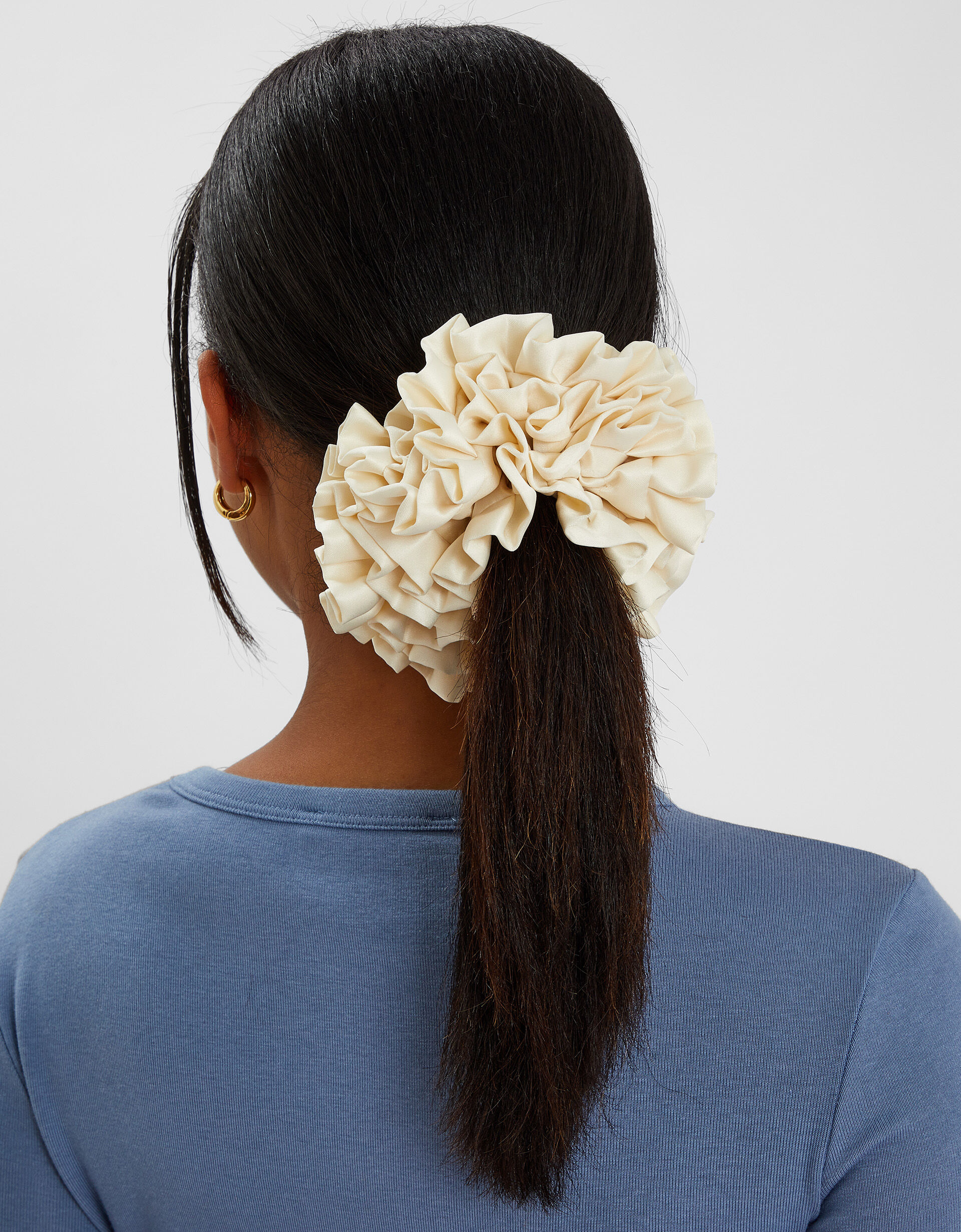 Oversized Ruffle Satin Hair Scrunchie Cream | Hair Accessories ...