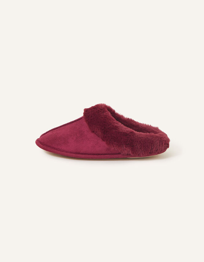 Faux Fur Mule Slippers Red | Slippers | Accessorize UK