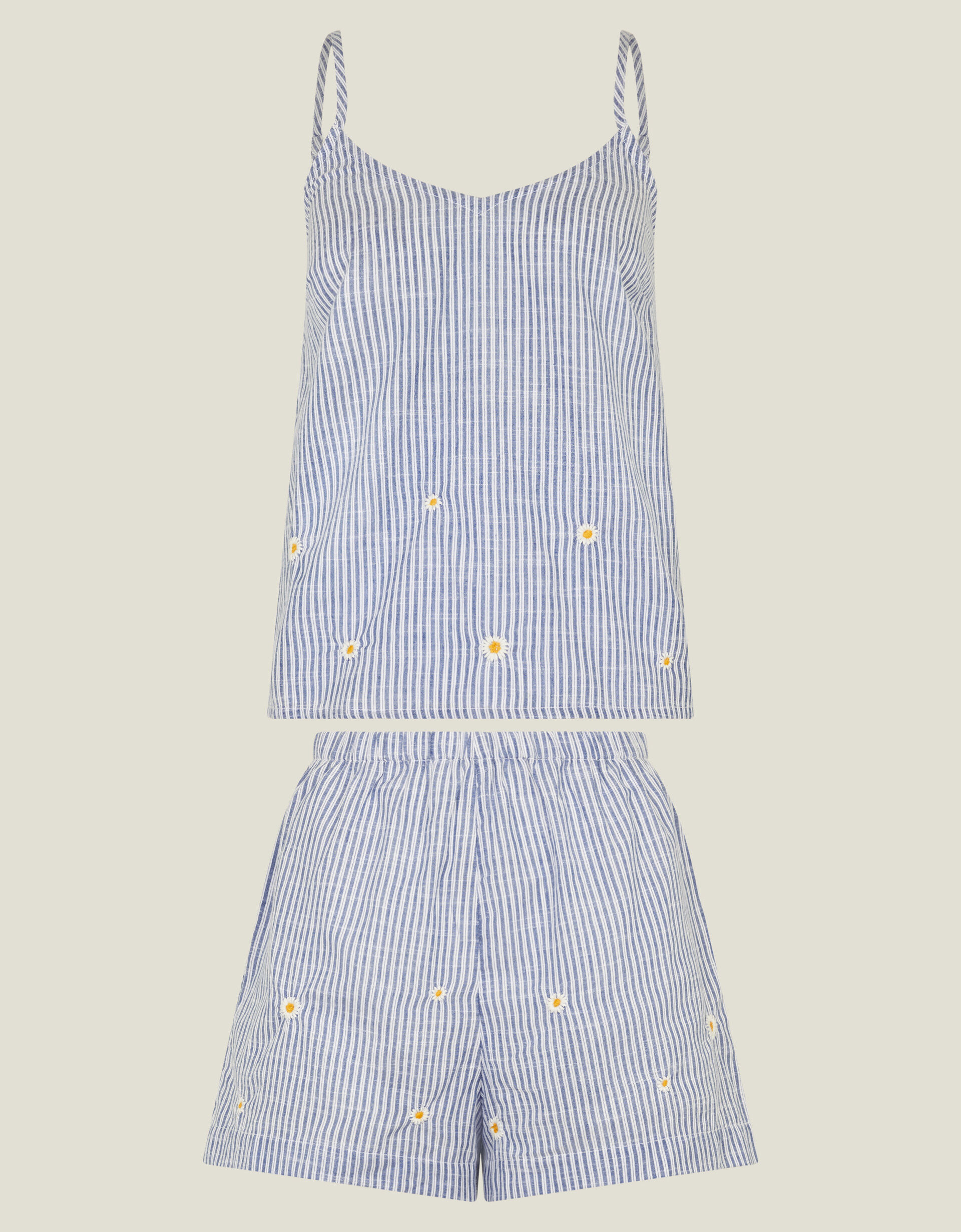 Daisy Embroidered Stripe Short Pyjamas Set Blue | Shop All ...