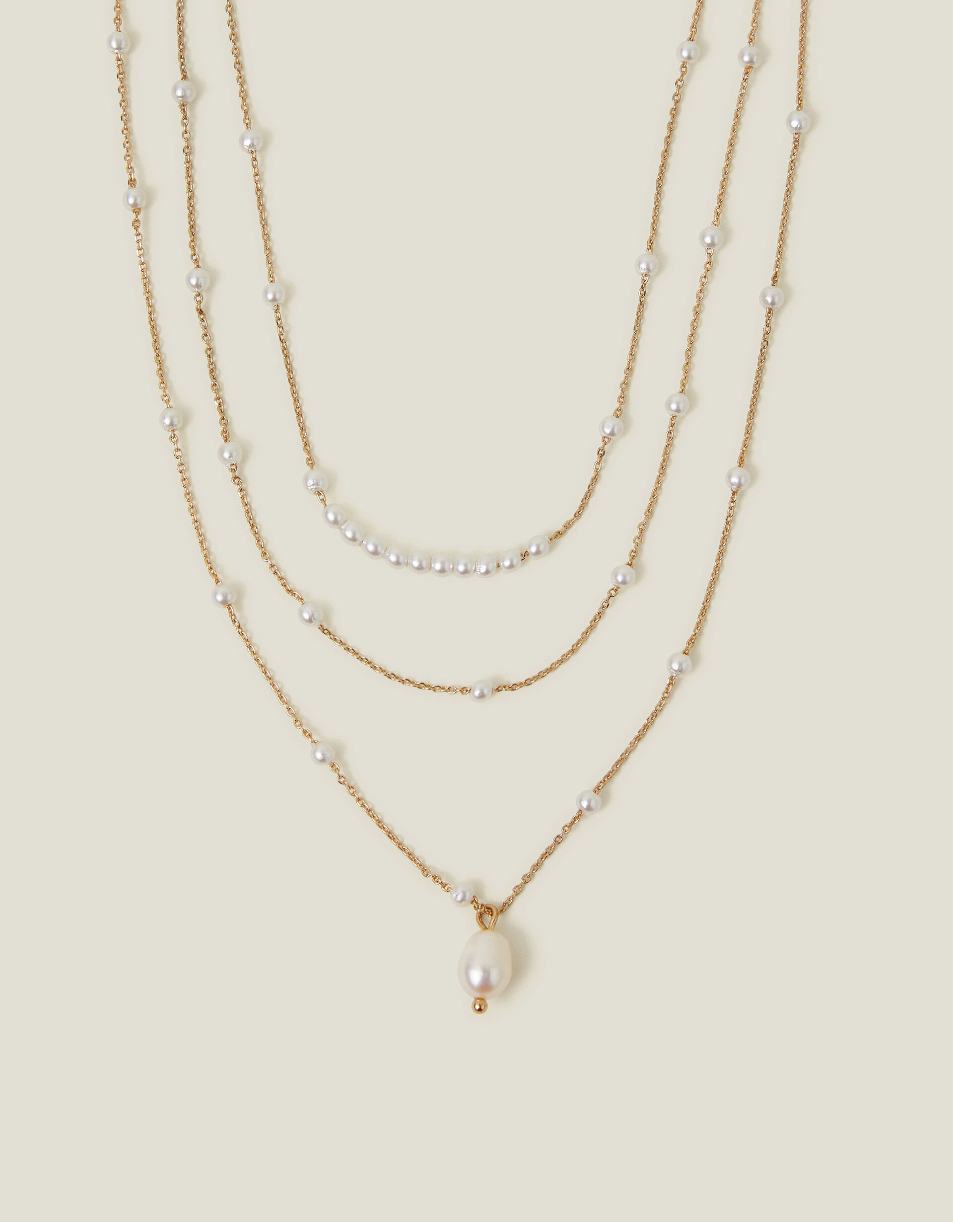 Layered Pearl Station Necklace | Necklaces | Accessorize UK