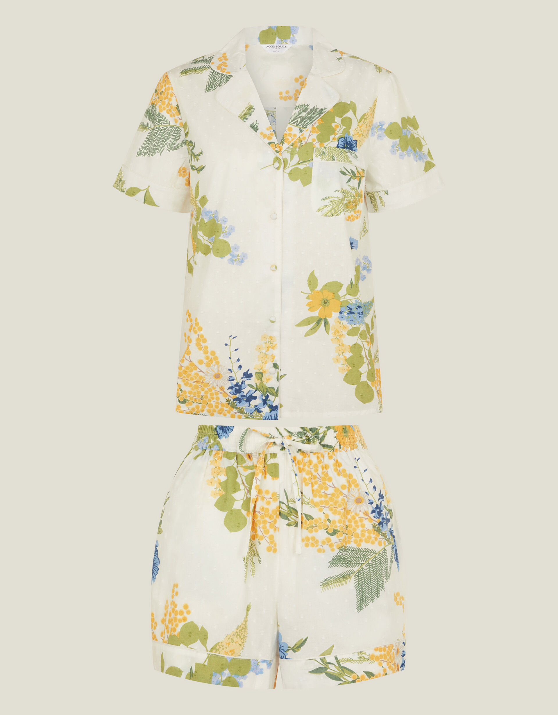 Floral Print Short Pyjamas Set Ivory | Shop All | Accessorize UK