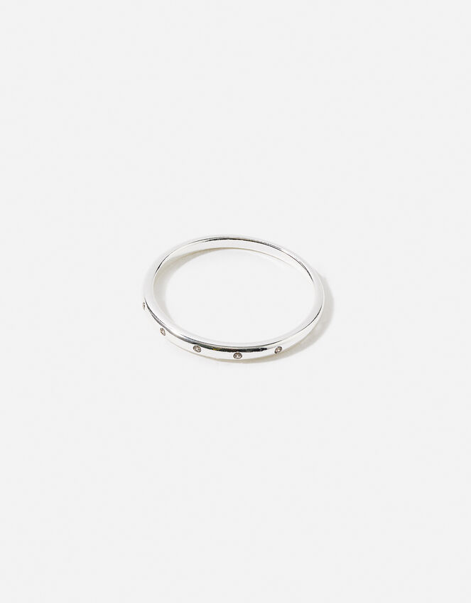 Sterling Silver Crystal Inset Band Ring White | Sterling Silver ...