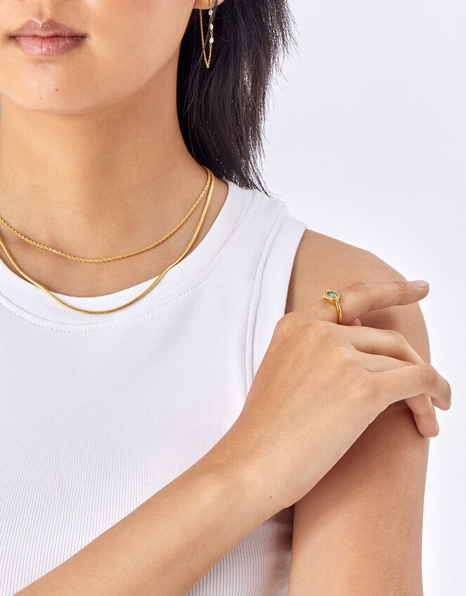 14ct Gold-Plated Healing Stone Amazonite Ring Gold | Z for Accessorize ...