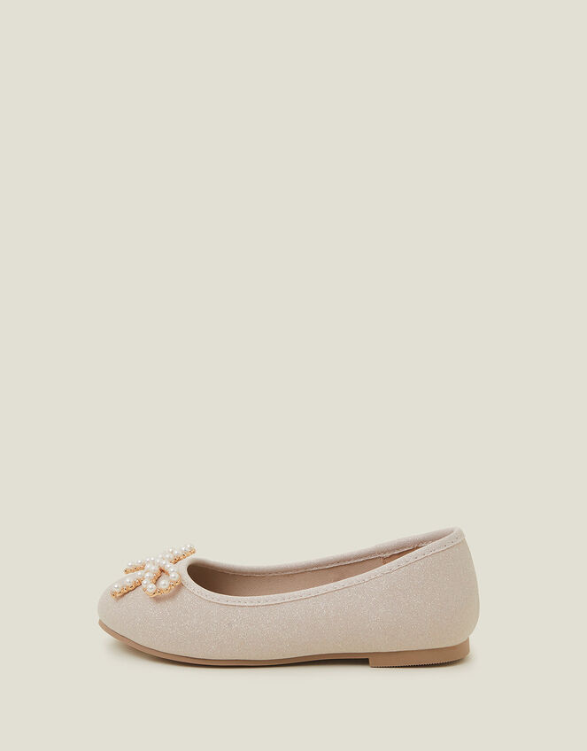 Girls Pearly Bow Ballet Flats Gold | Girls shoes | Accessorize UK