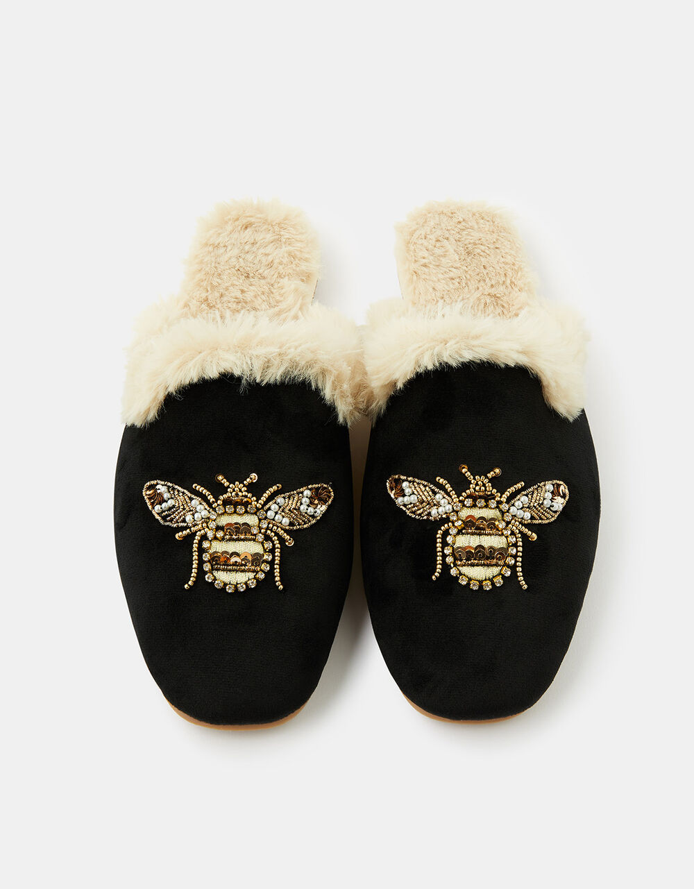 Embellished Bee Mule Slippers Black | Slippers | Accessorize UK