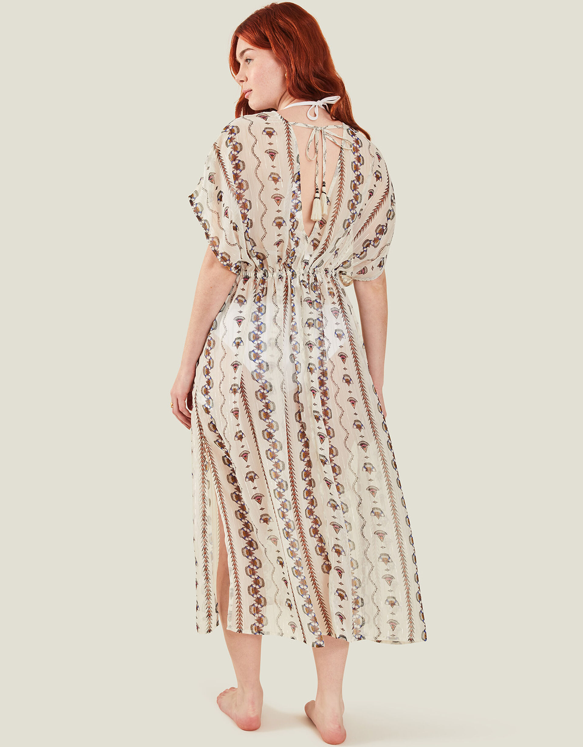 Metallic Fan Kaftan White | Kaftans & Cover Ups | Accessorize UK