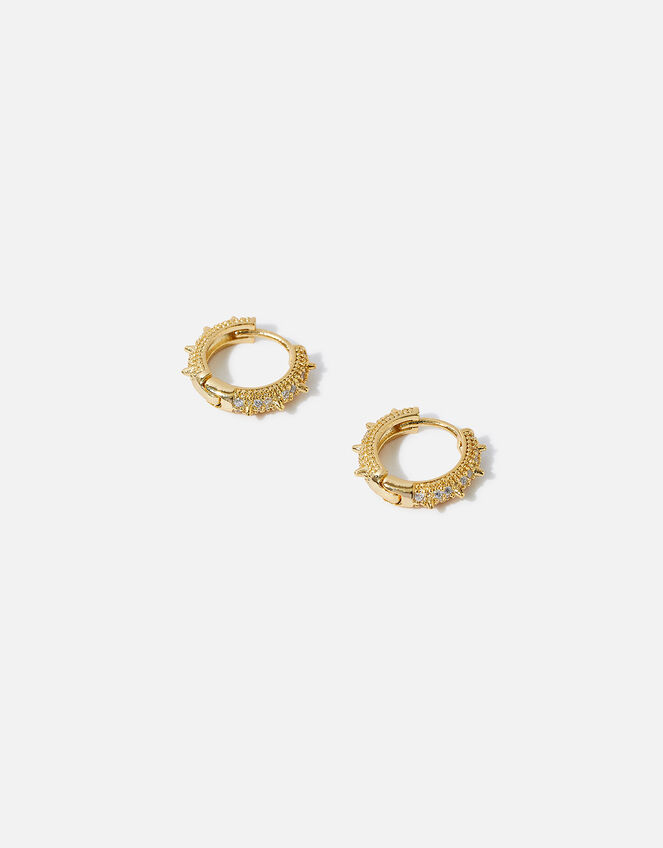 14ct Gold-Plated Sparkle Spikey Hoop Earrings | Accessorize UK Navigation Catalog | Accessorize UK