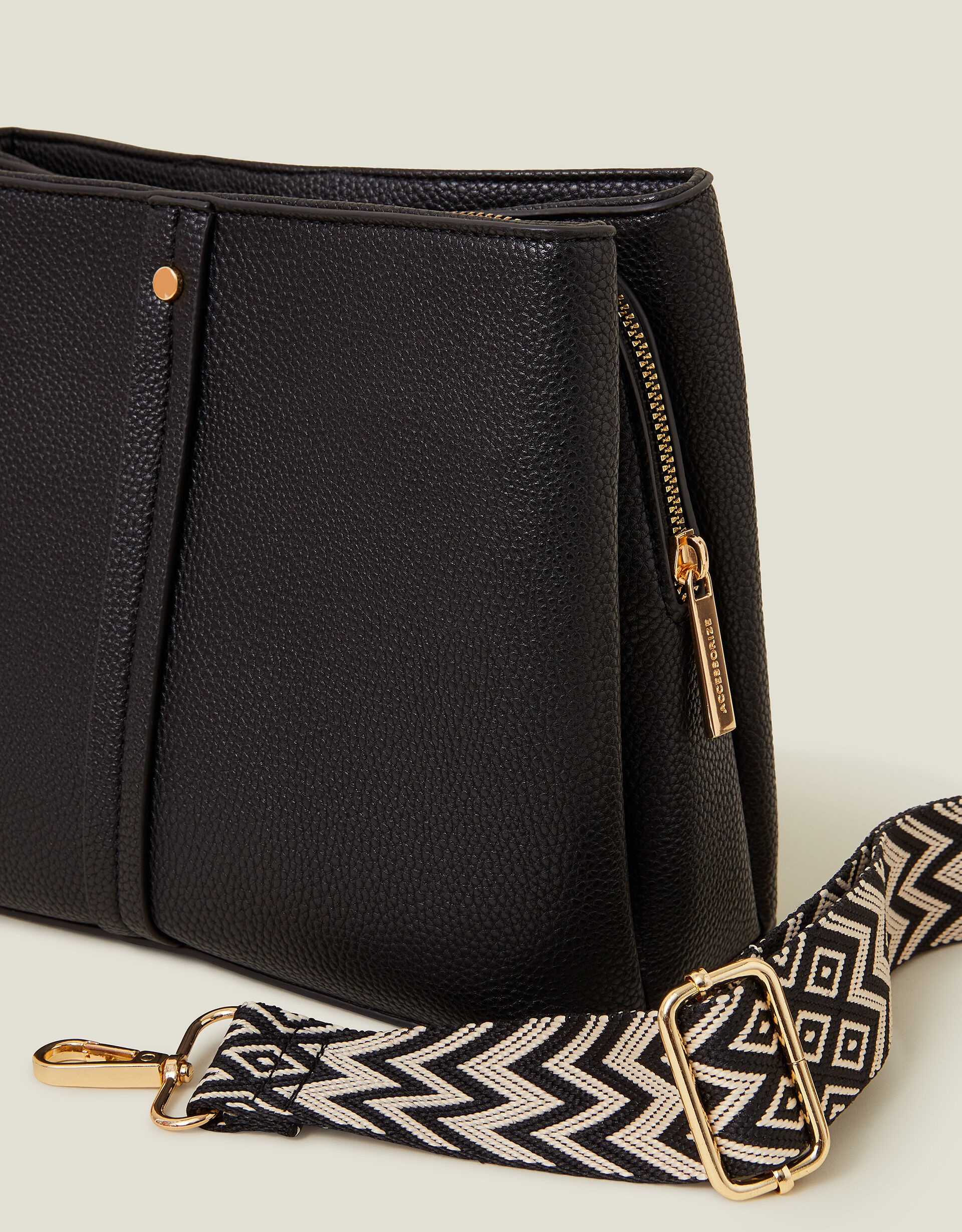 Faux Leather Webbing Strap Crossbody Bag Black | Crossbody Bags ...