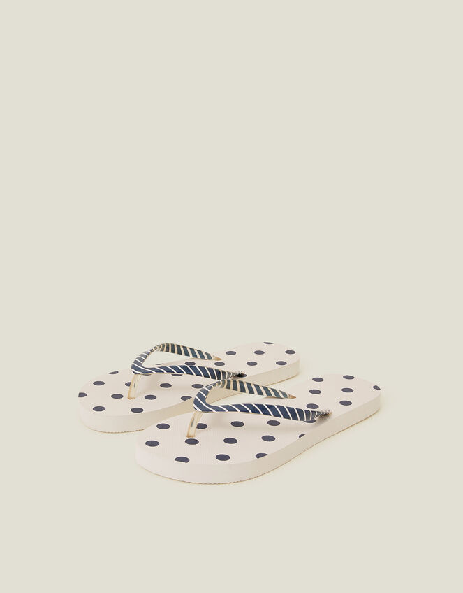Polka Dot Stripe Flip Flops Blue | Sandals & Flip Flops | Accessorize ...