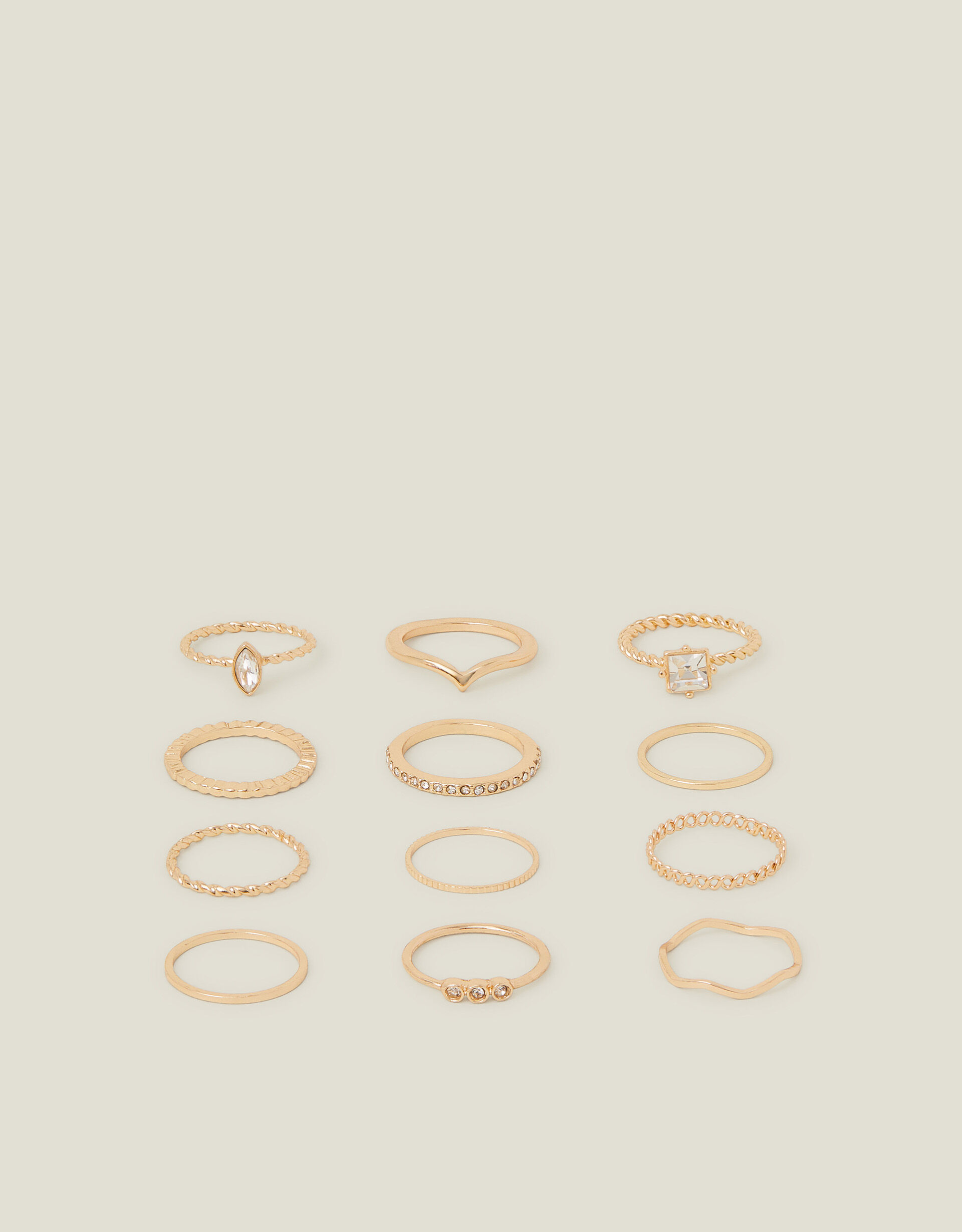 Crystal Rings 12 Pack Gold | Stacking Rings | Accessorize Global