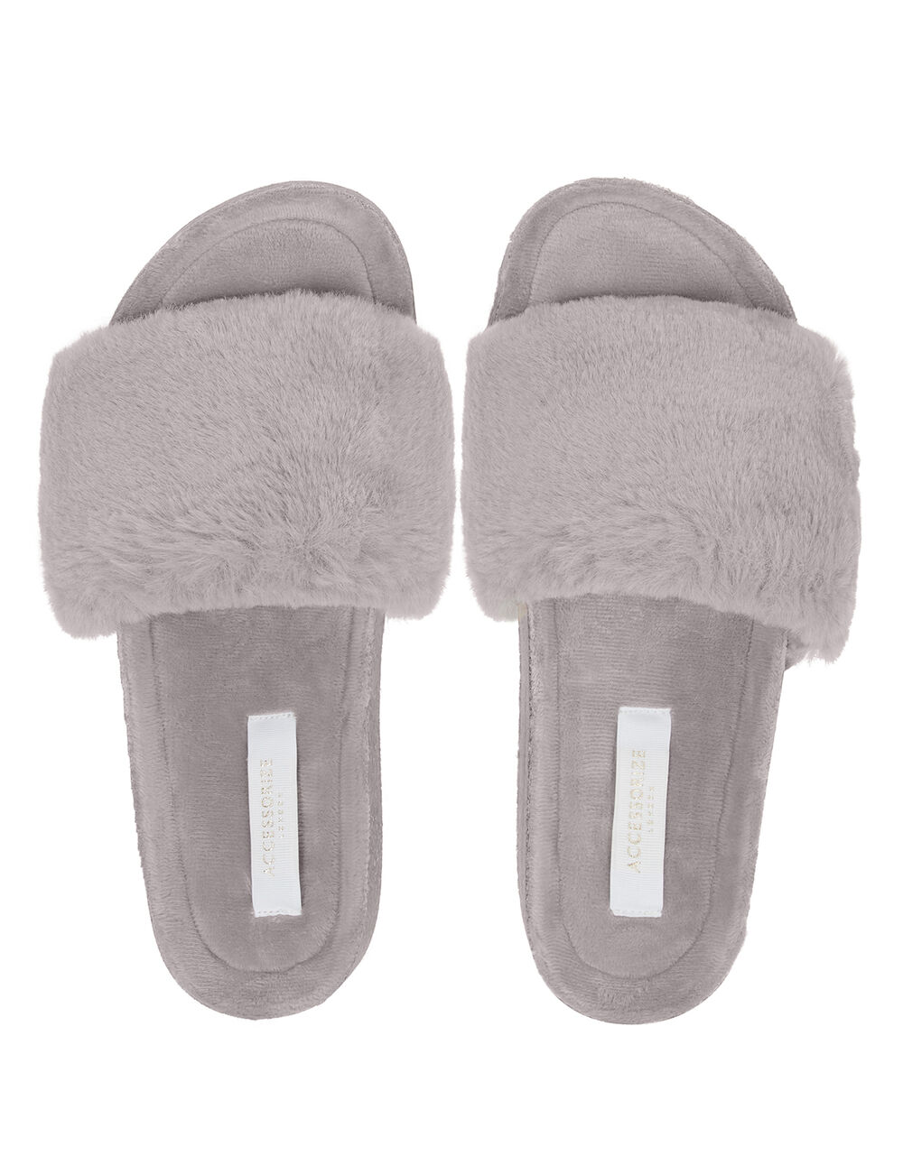 Faux Fur Sliders Grey | Slippers | Accessorize UK
