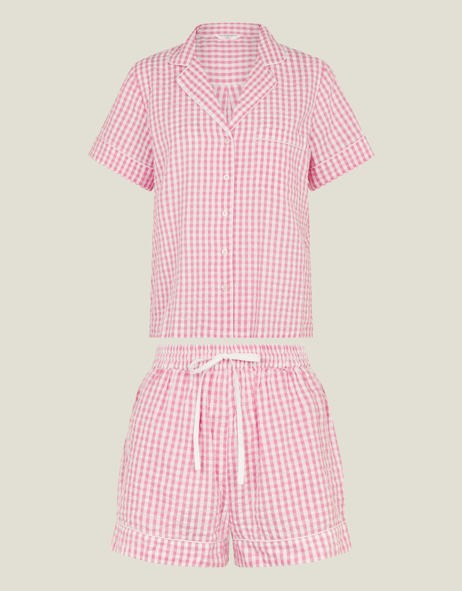 Gingham Short Pyjamas Set Pink | Shop All | Accessorize UK