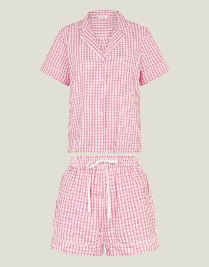 Gingham Short Pyjamas Set Pink | Shop All | Accessorize UK