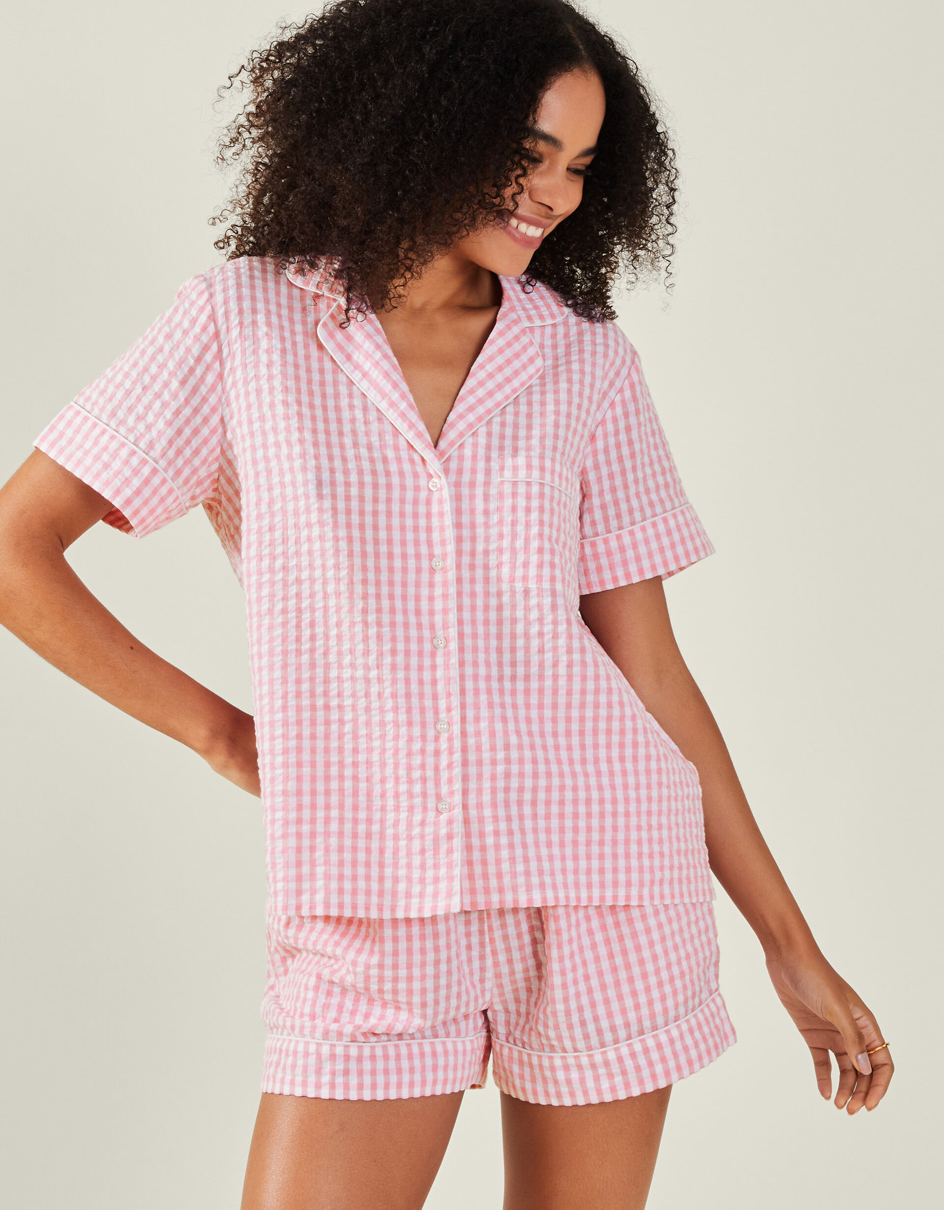 Gingham Short Pyjamas Set Pink | Shop All | Accessorize UK