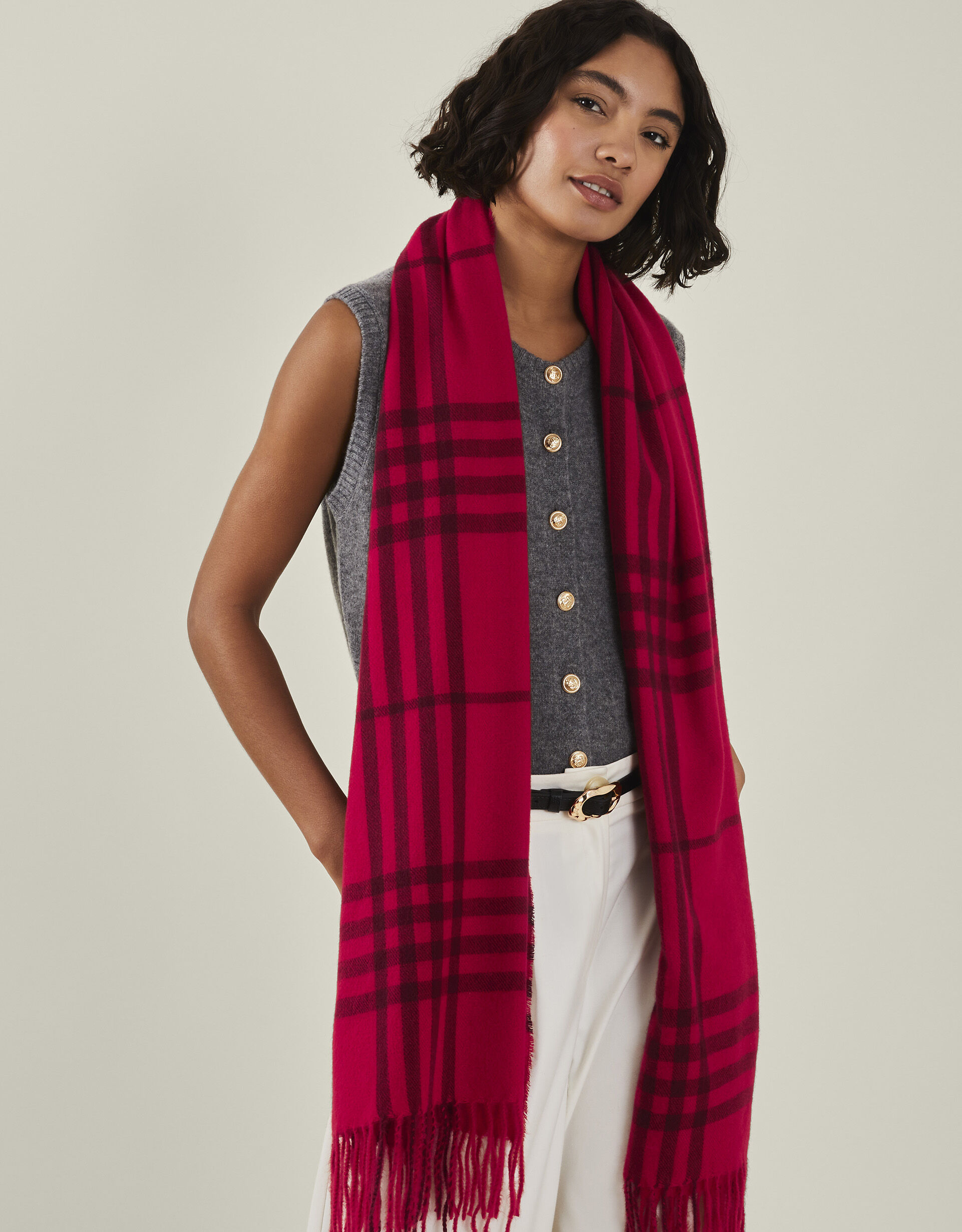 Red check scarf womens store