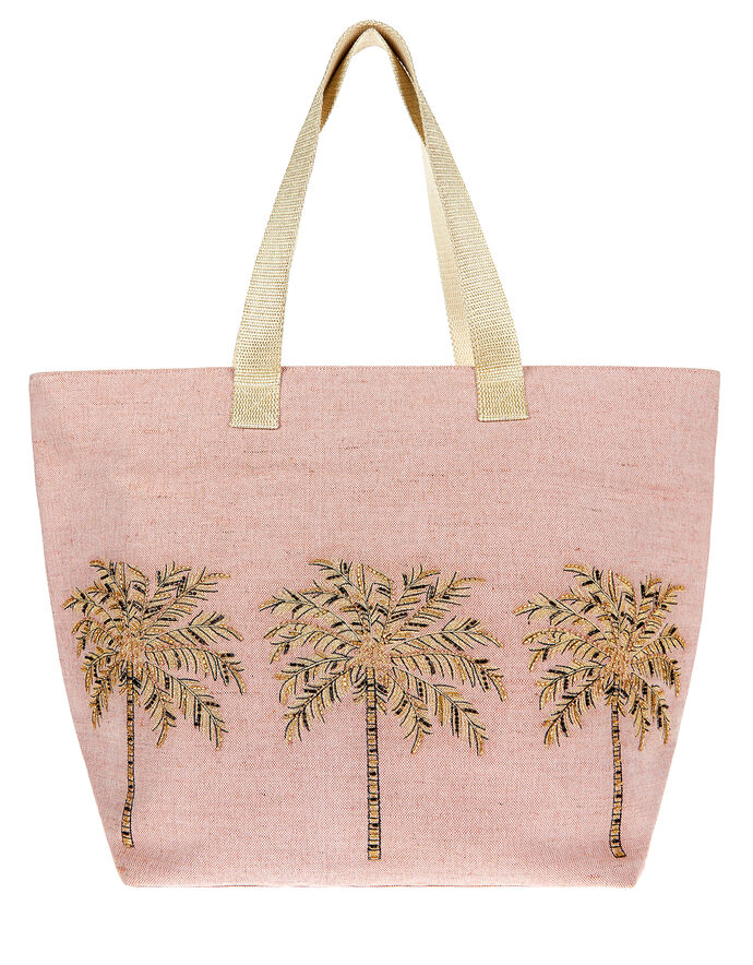 Beaded Palm Tree Tote Bag | Beach bags | Accessorize UK