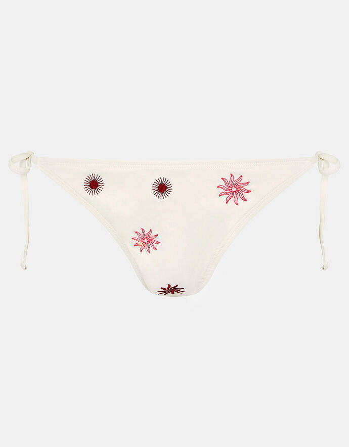 Sun Embroidered Tie Bikini Bottoms Ivory | Bikinis & Swimsuits ...