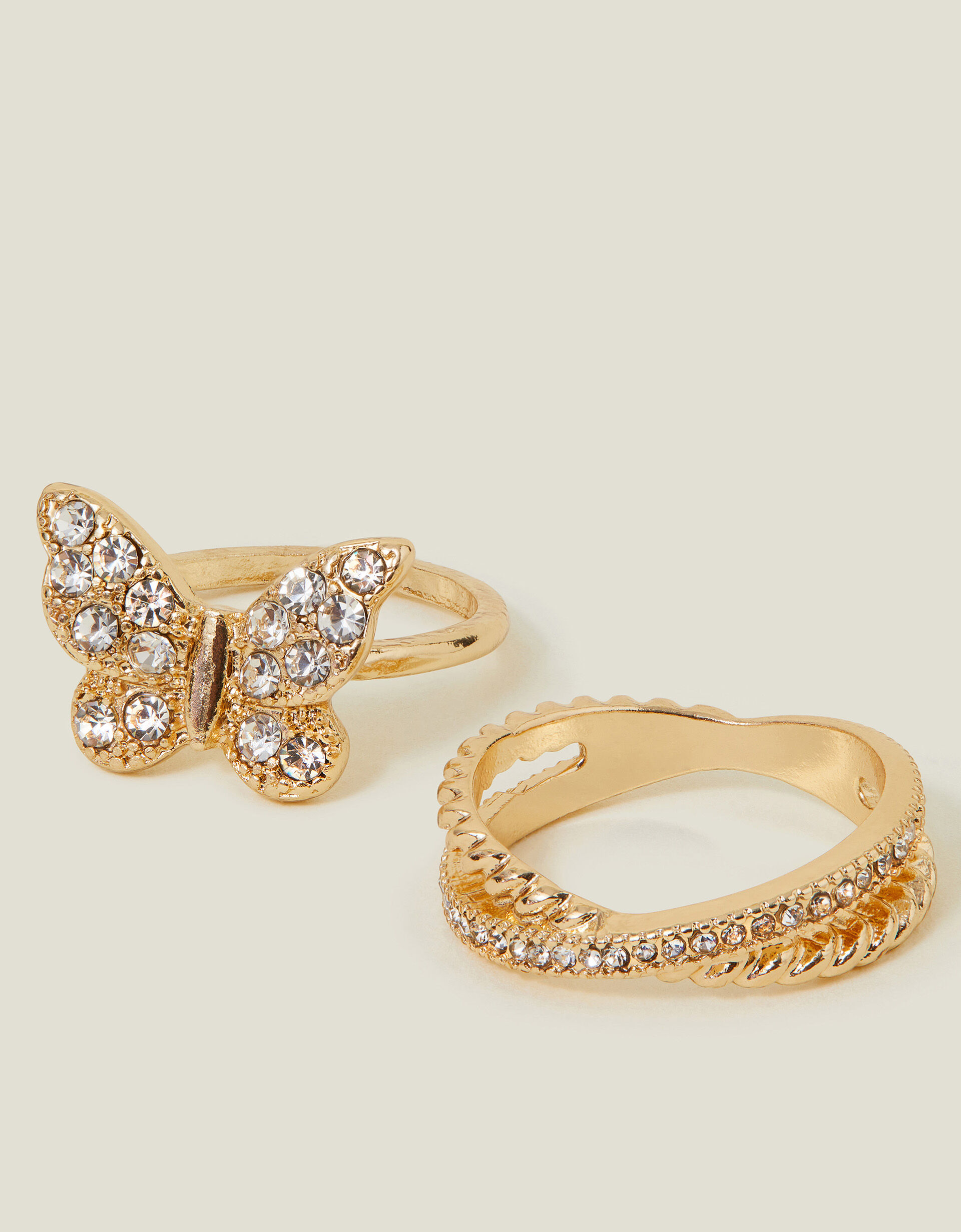 2-Pack Pave Butterfly Rings White | Shop All | Accessorize UK