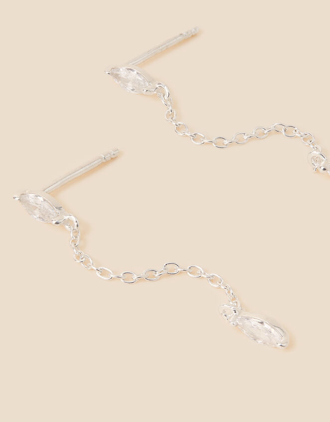 Sterling Silver Sparkle Chain Long Drop Earrings | Sterling silver ...