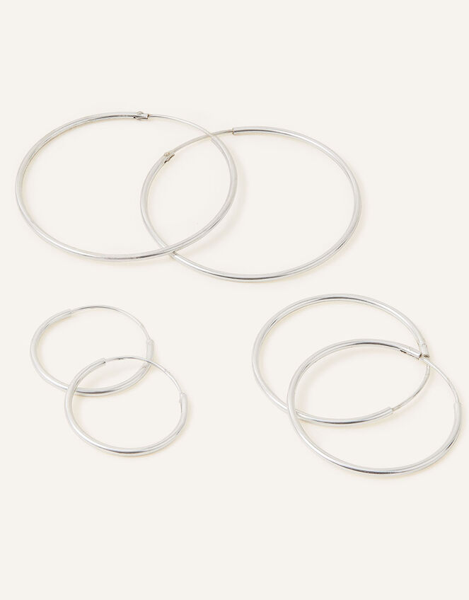 Sterling Silver Hoop Earrings Set of Three | Sterling silver ...